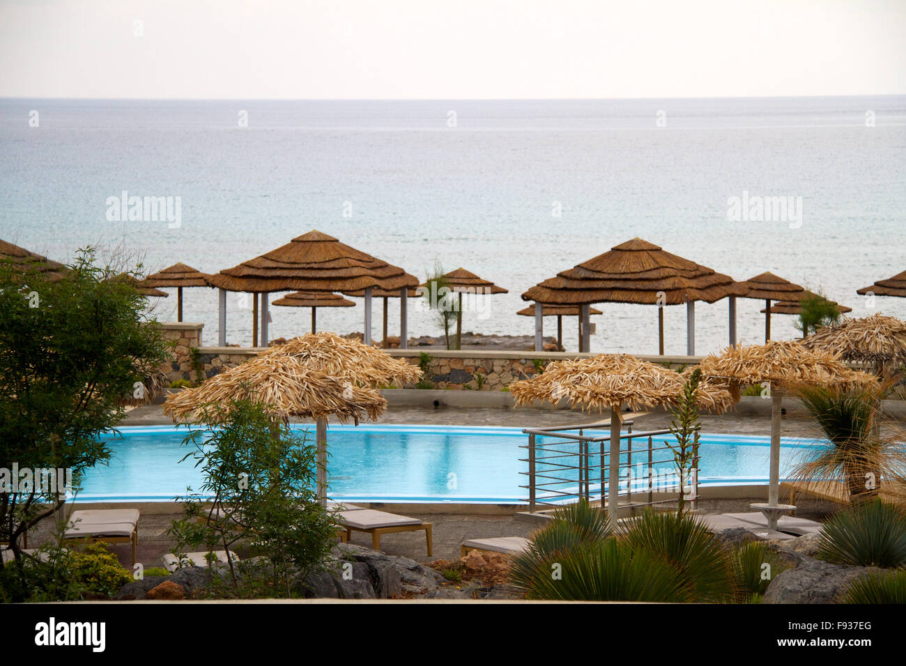 Swimming pool at luxury villa, Rhodes Greece Stock Photo - Alamy