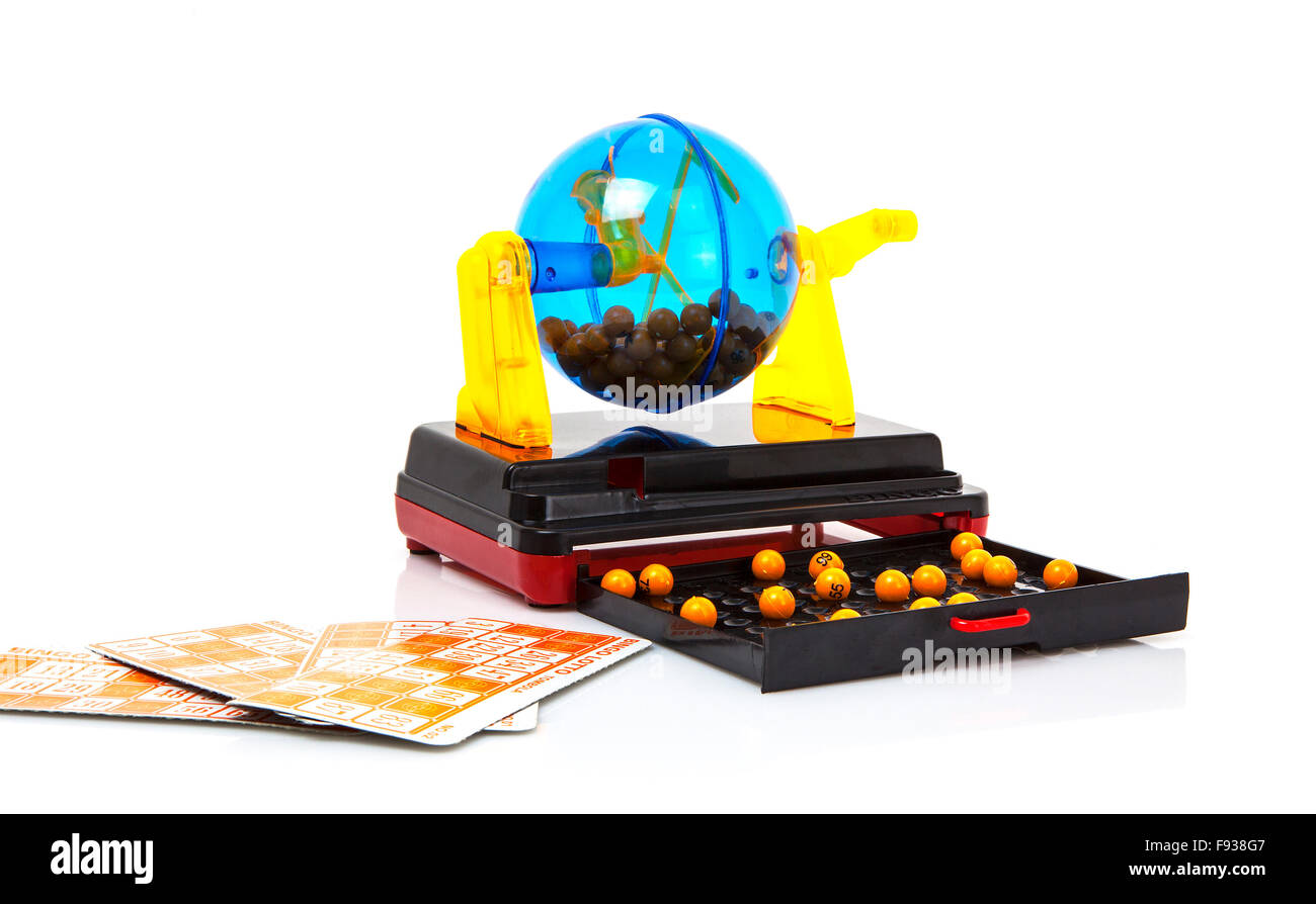 Bingo Machine on white background Stock Photo - Alamy