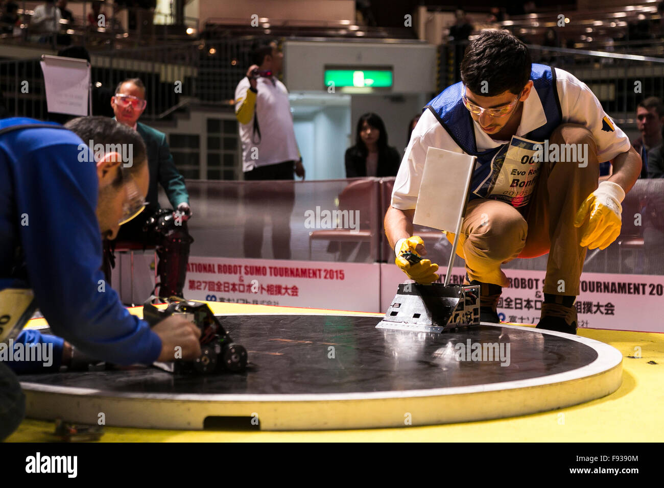 Robot operators compete at the International Robot Sumo Tournament 2015 ...