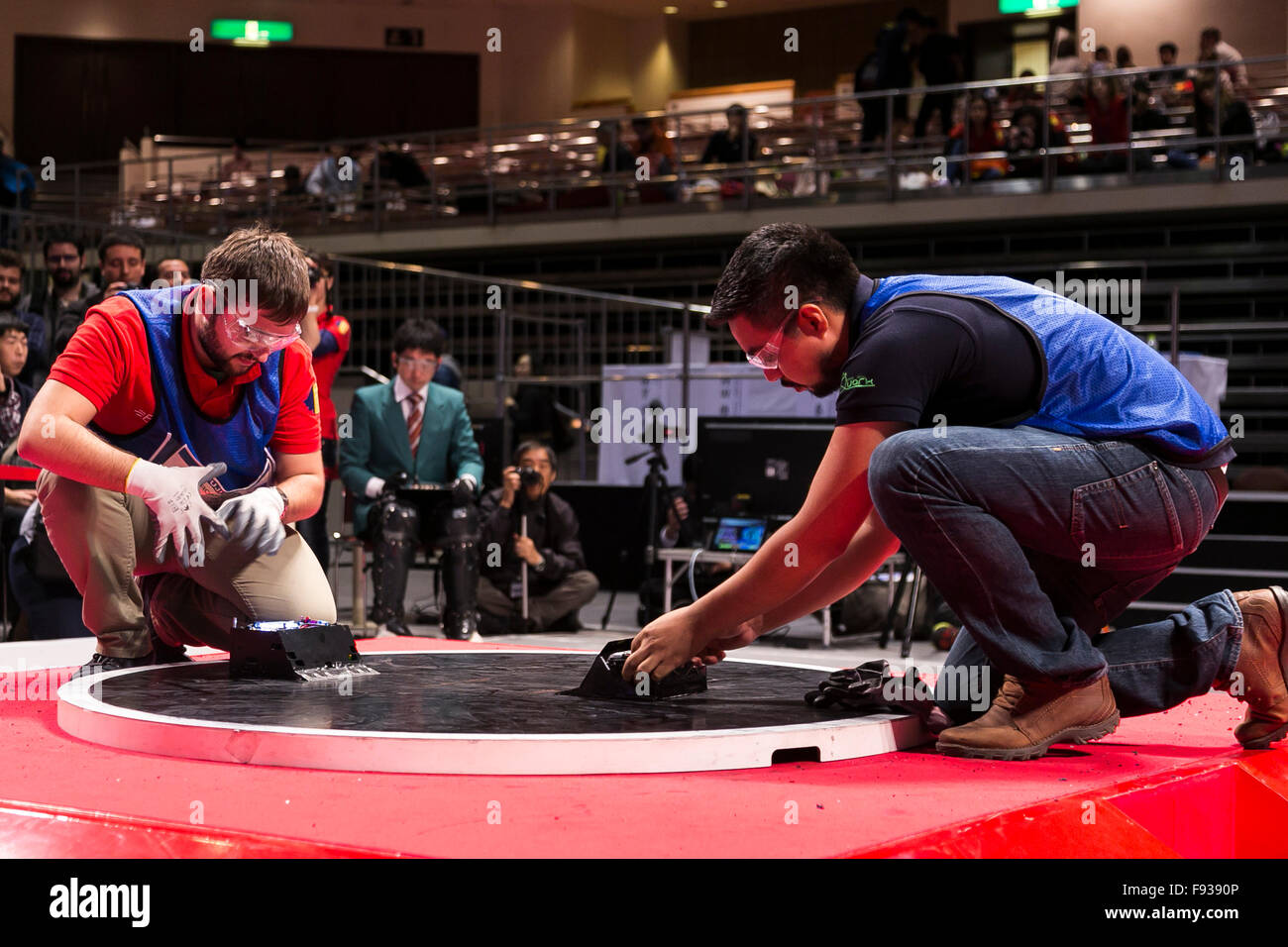 Robot operators compete at the International Robot Sumo Tournament 2015 ...