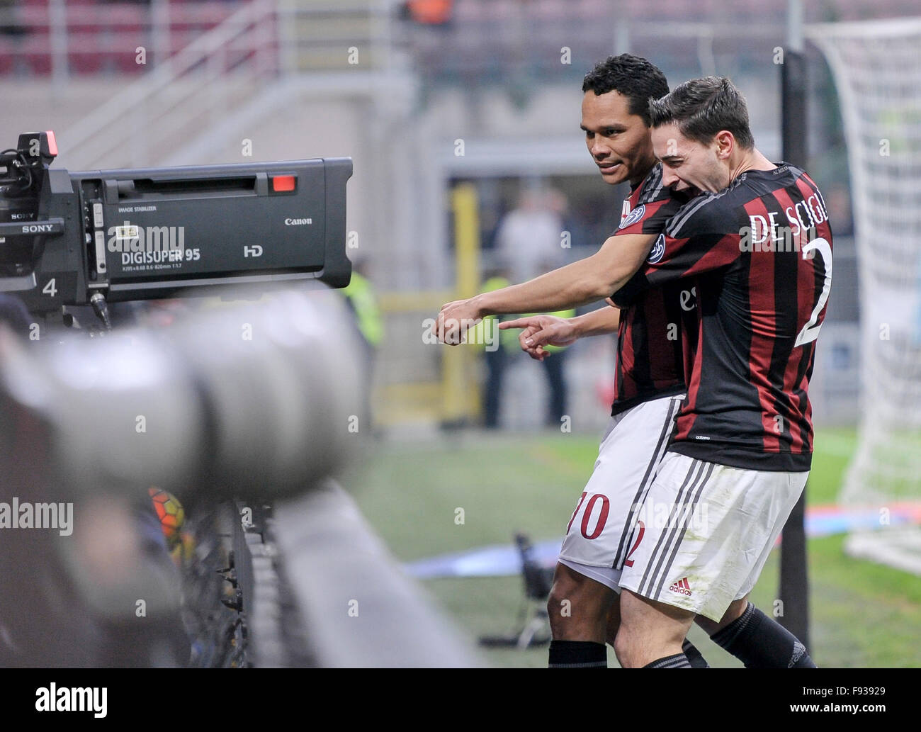 Milan, Italy. 13th Dec, 2015. Carlos Bacca (left) celebrates with ...