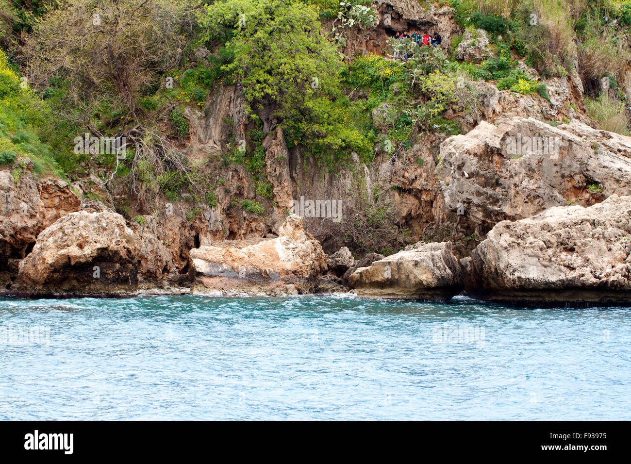 Rock and Mediterranean sea in Turkey Stock Photo - Alamy