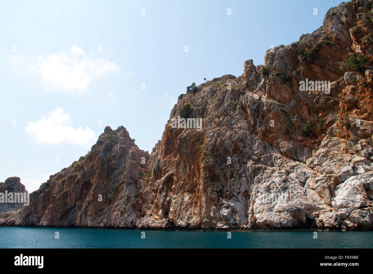 Rock and Mediterranean sea in Turkey Stock Photo - Alamy