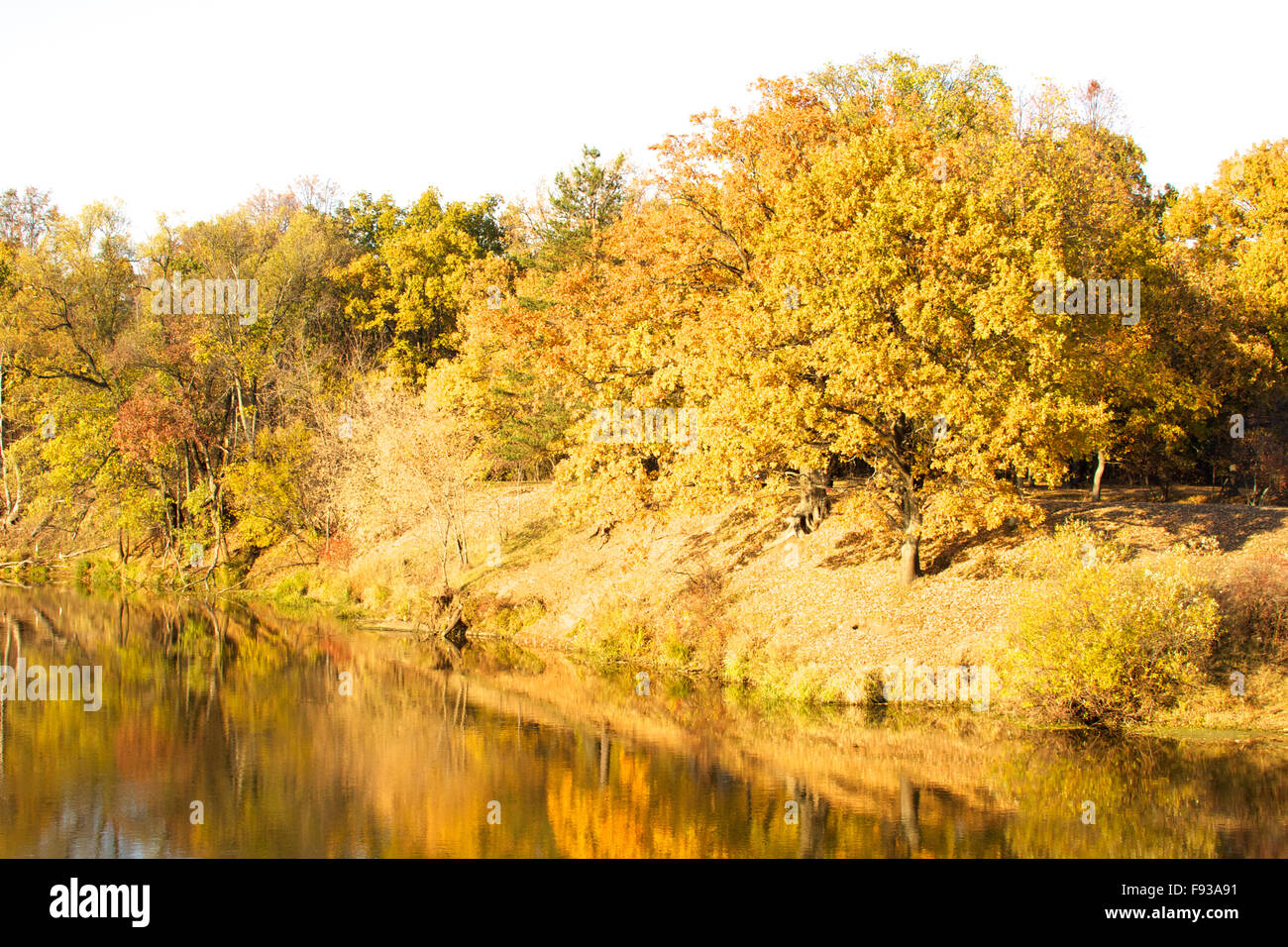Colorful autumn trees fortress at the river front Stock Photo - Alamy