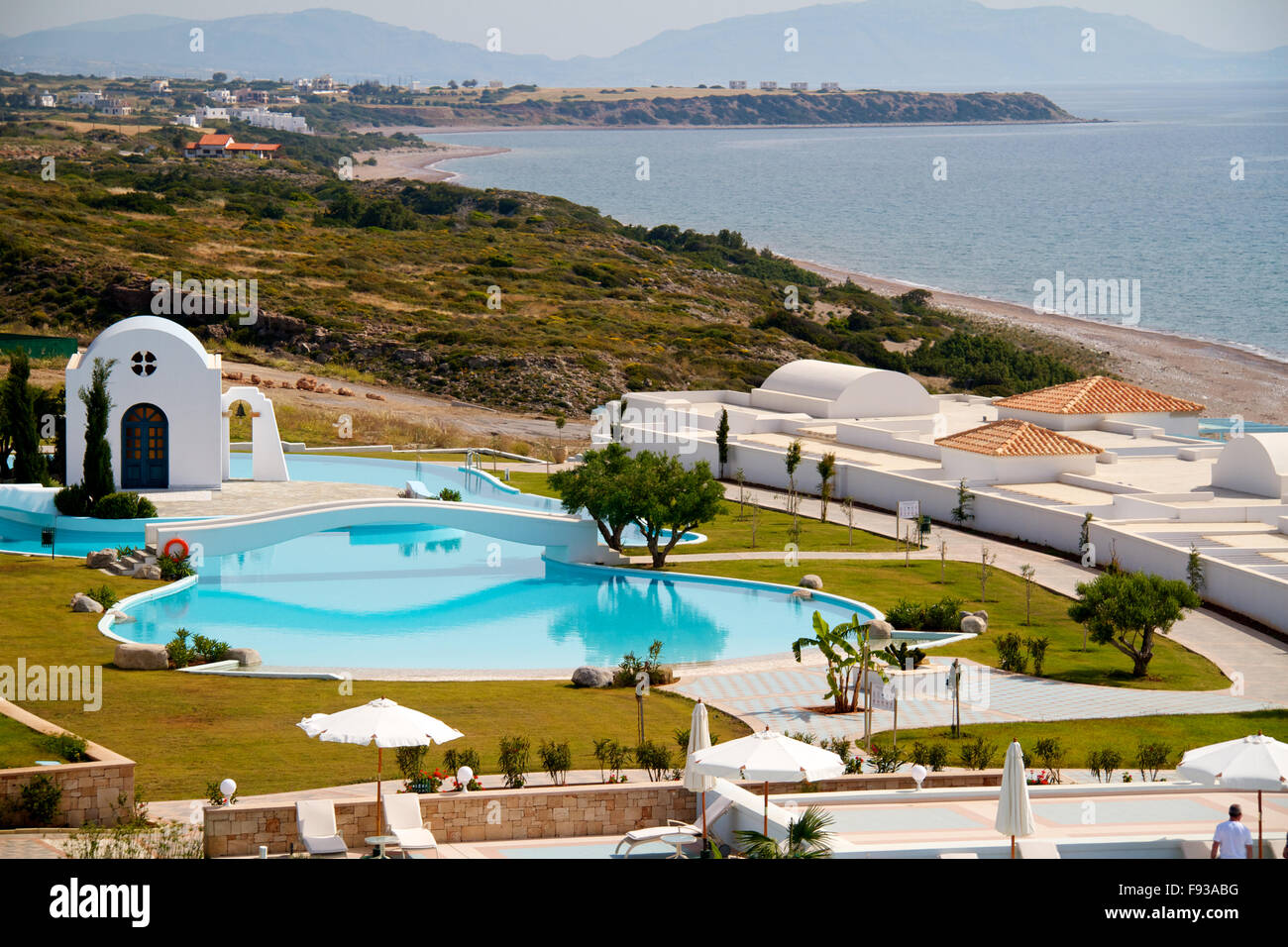 Swimming pool at luxury villa, Rhodes Greece Stock Photo - Alamy