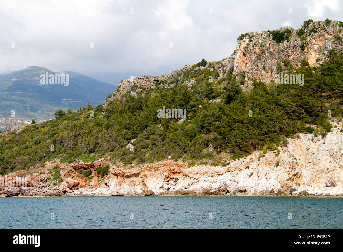 Rock and Mediterranean sea in Turkey Stock Photo - Alamy