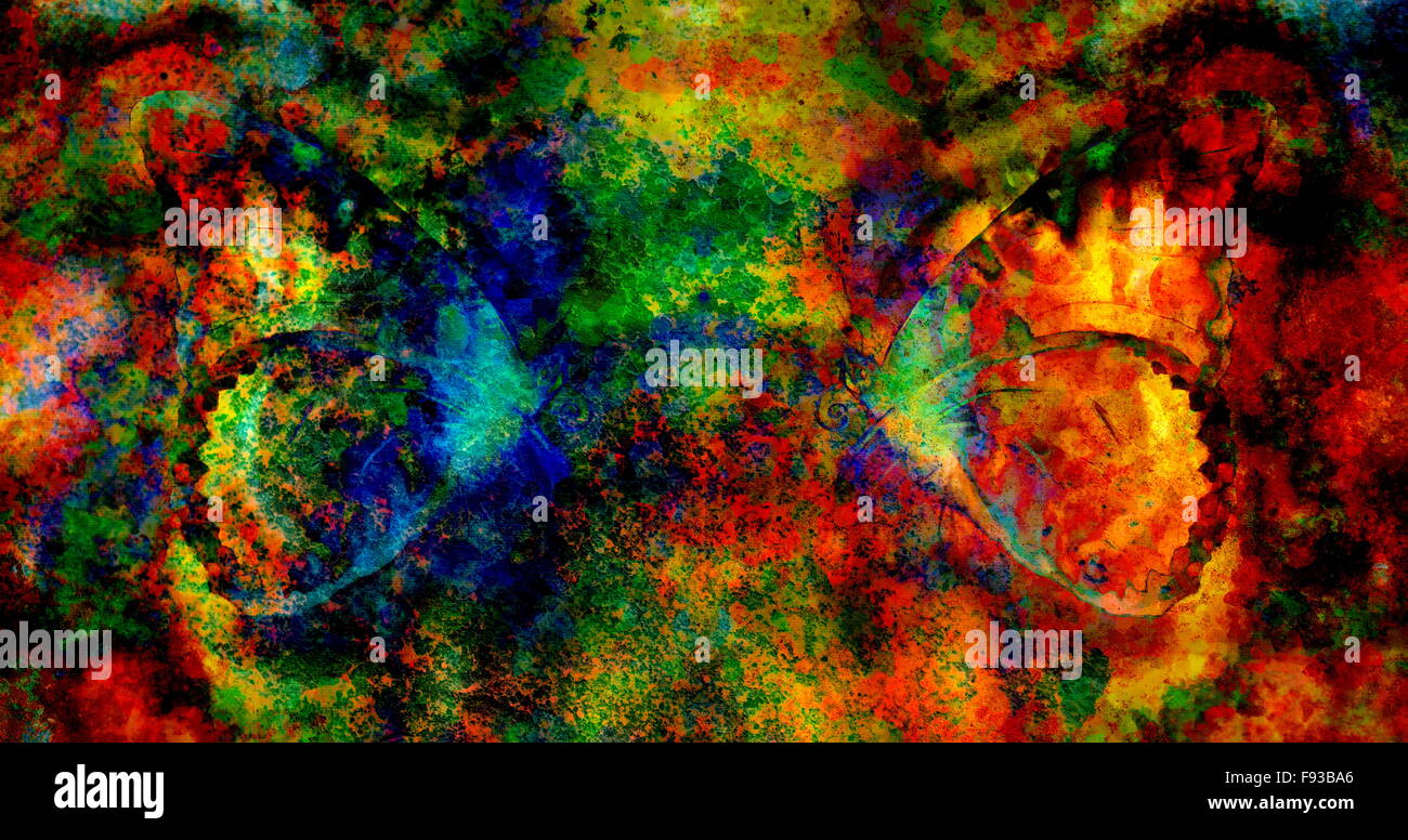illustration of a color butterflies, mixed medium, abstract color ...