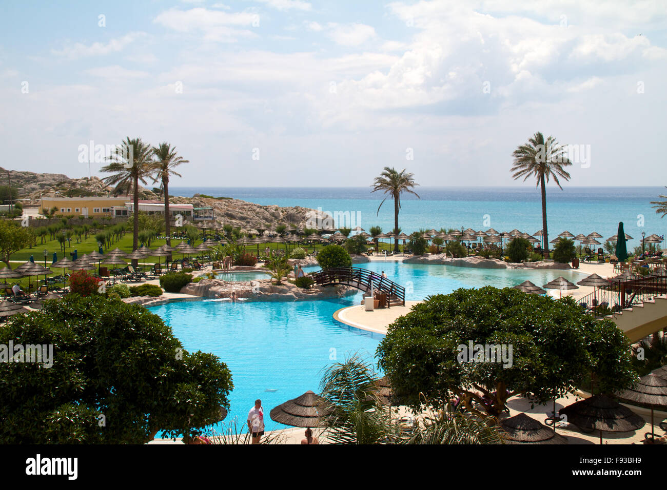 Swimming pool at luxury villa, Rhodes Greece Stock Photo - Alamy