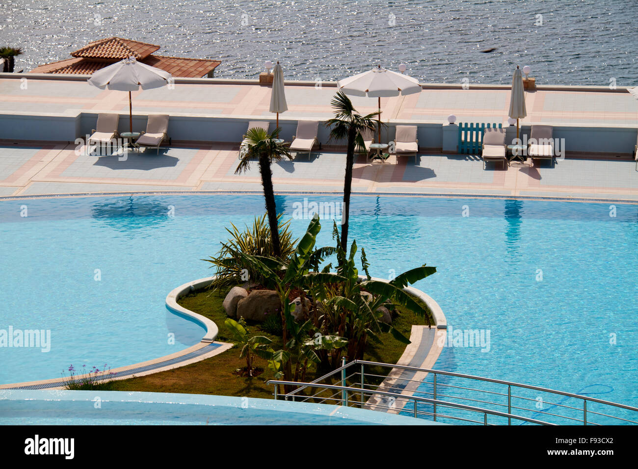 Swimming pool at luxury villa, Rhodes Greece Stock Photo - Alamy