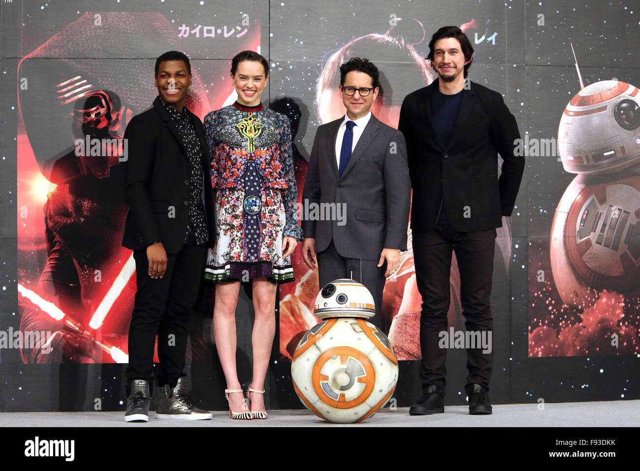 John Boyega, Daisy Ridley, J.J.Abrams and Adam Driver during the press ...