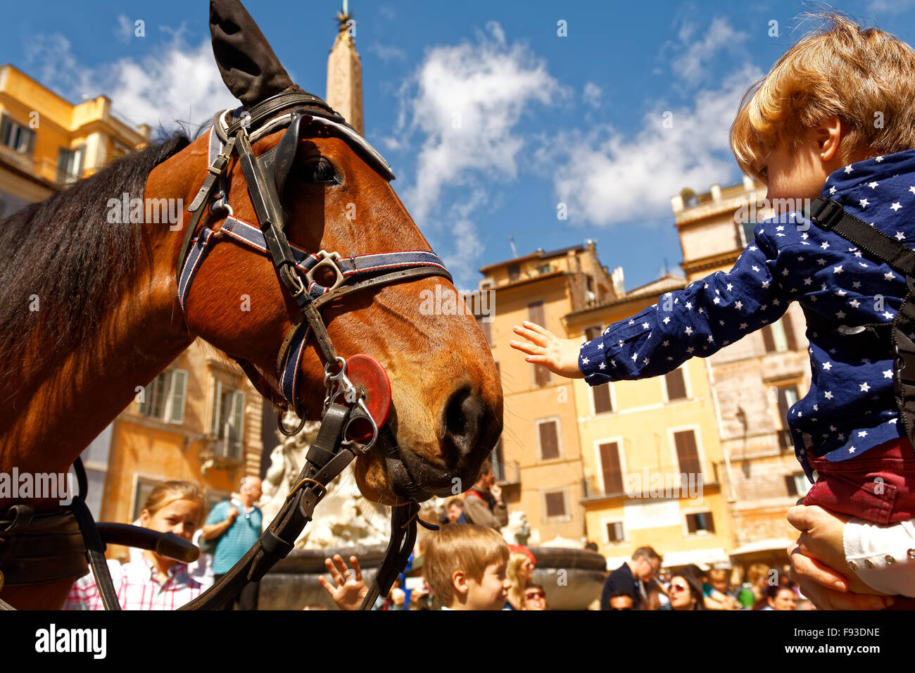 a girl and a horse connection at Rome, Italy Stock Photo - Alamy