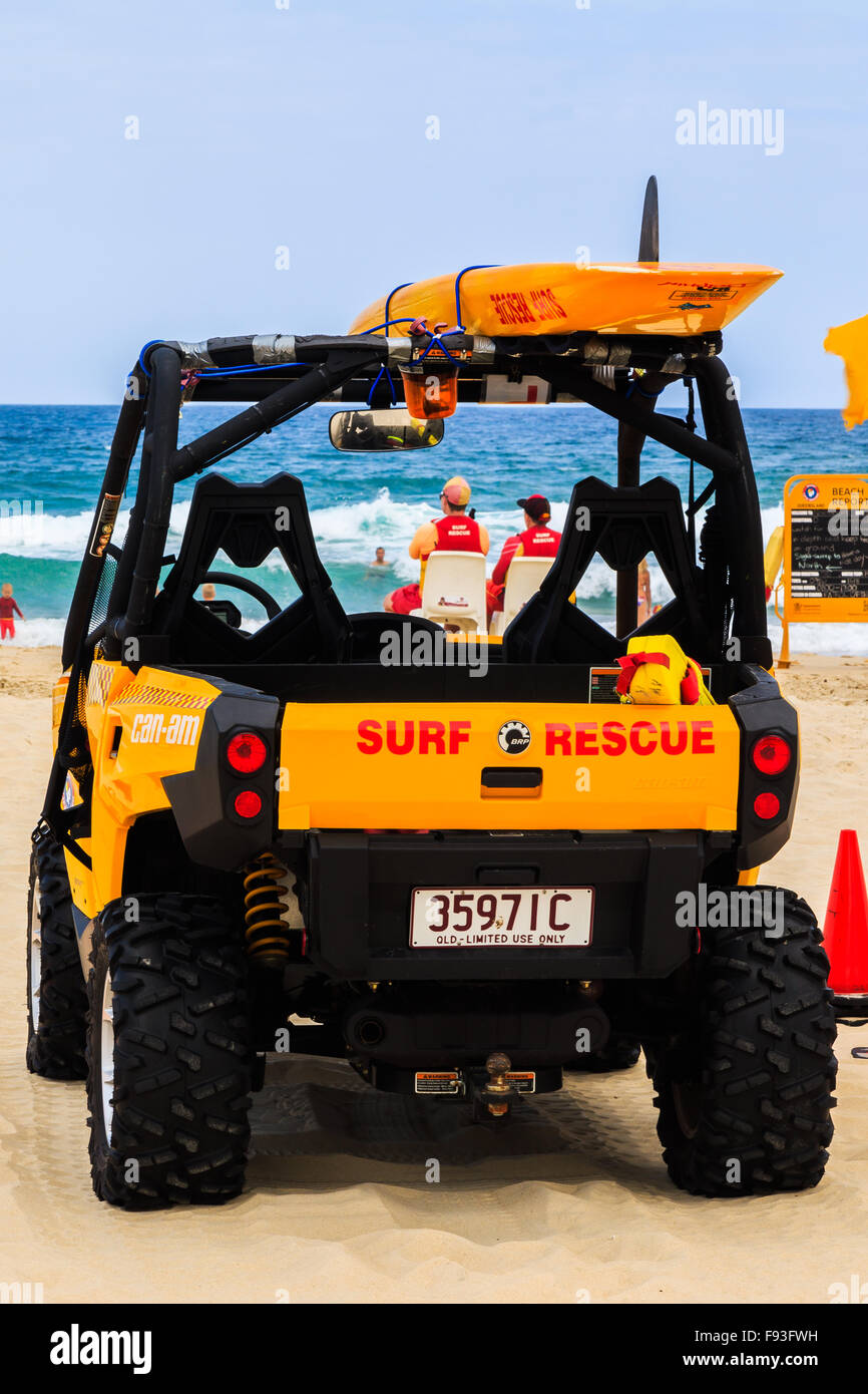 Surfers Paradise beach rescue vehicle on standby Stock Photo - Alamy