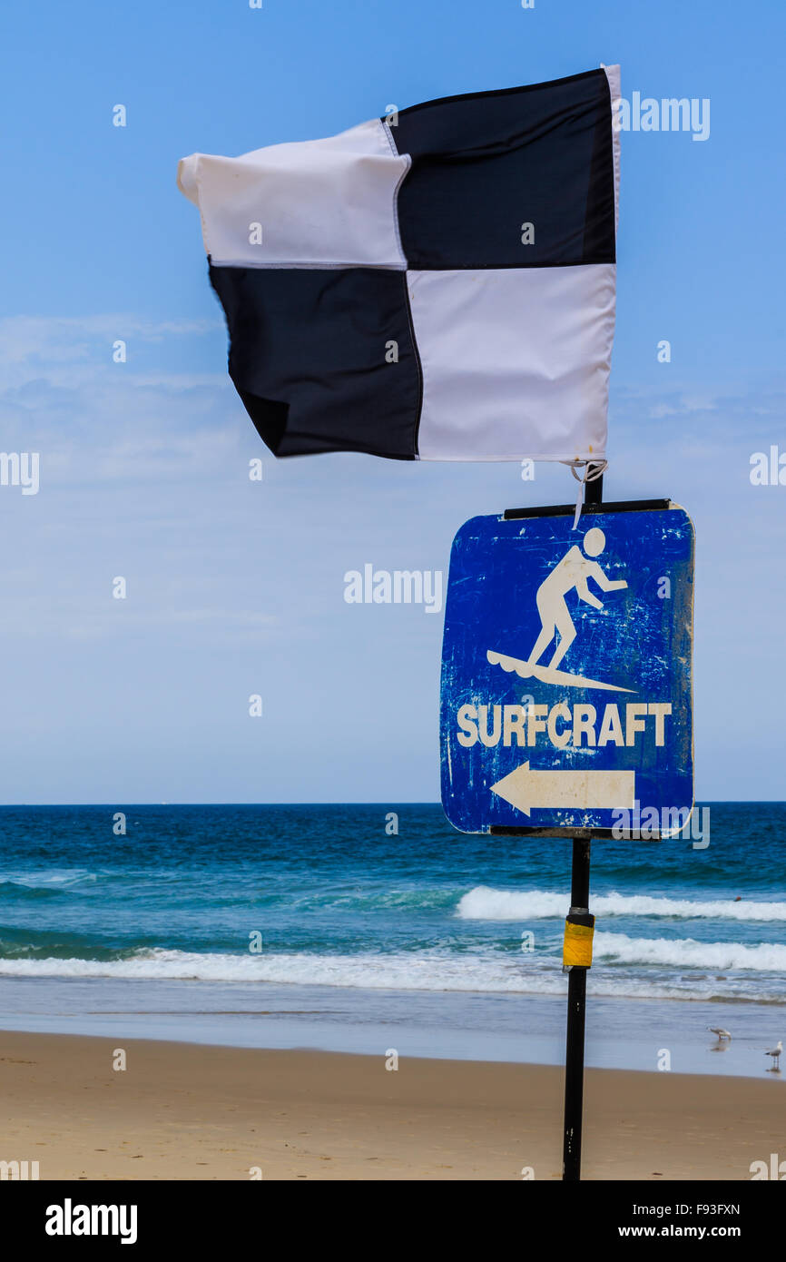 Surfers Paradise beach surf zone marker Stock Photo - Alamy