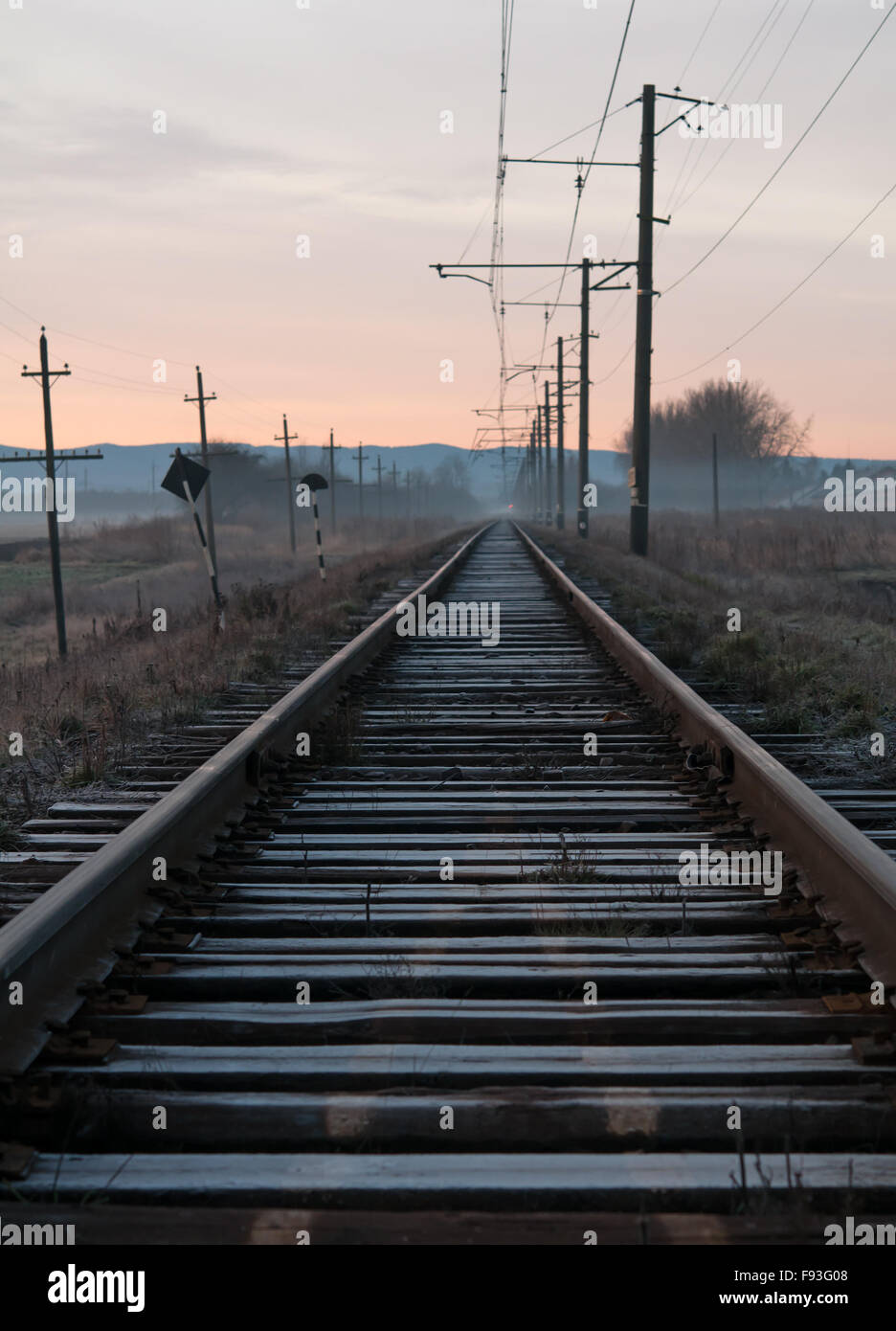 landscape with old railway Stock Photo - Alamy