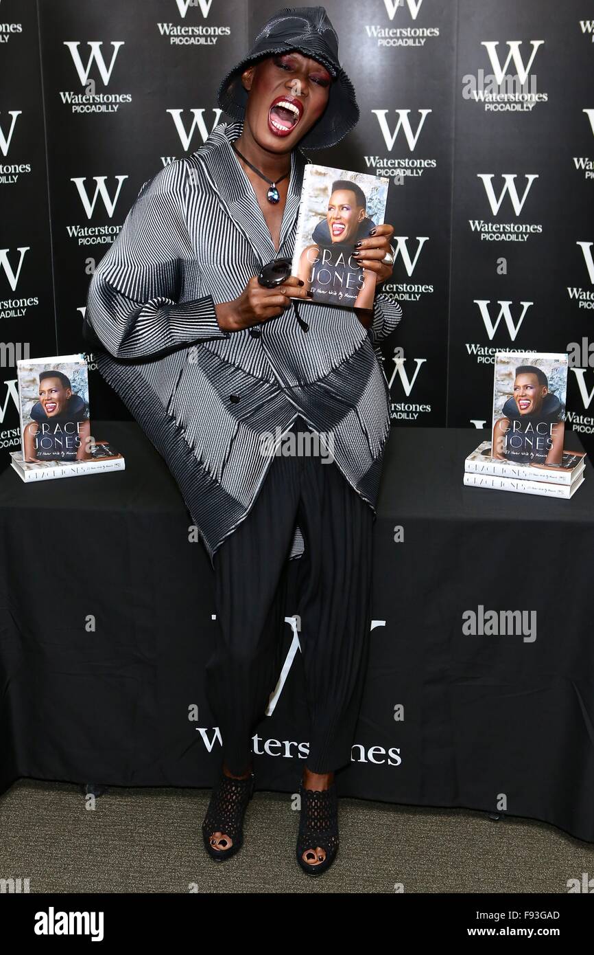 Grace Jones attends her book signing at Waterstones Featuring: Grace ...