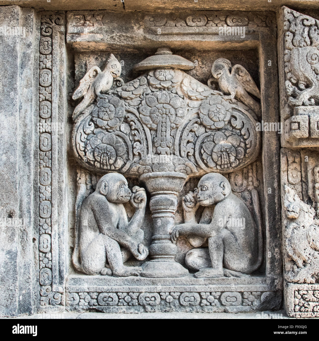 Stone Carvings at Prambanan Hindu Temples, Jave, Indonesia Stock Photo ...