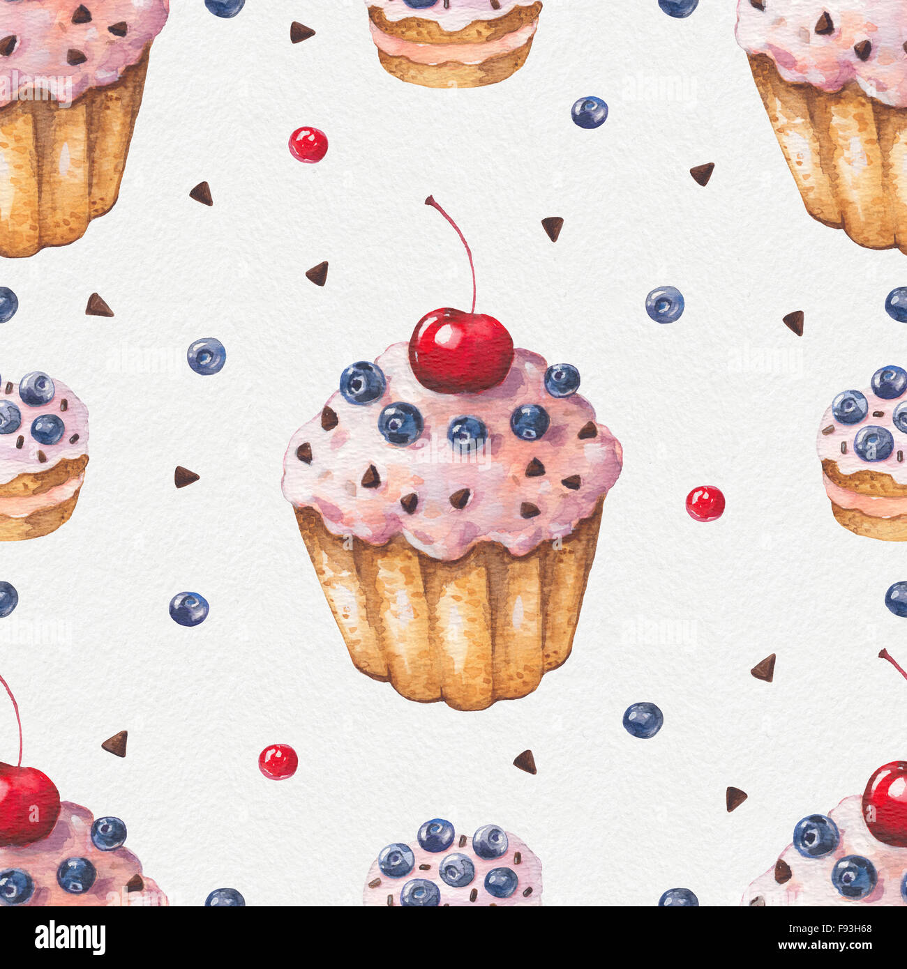 Watercolor colorful cupcake. Seamless pattern Stock Photo - Alamy