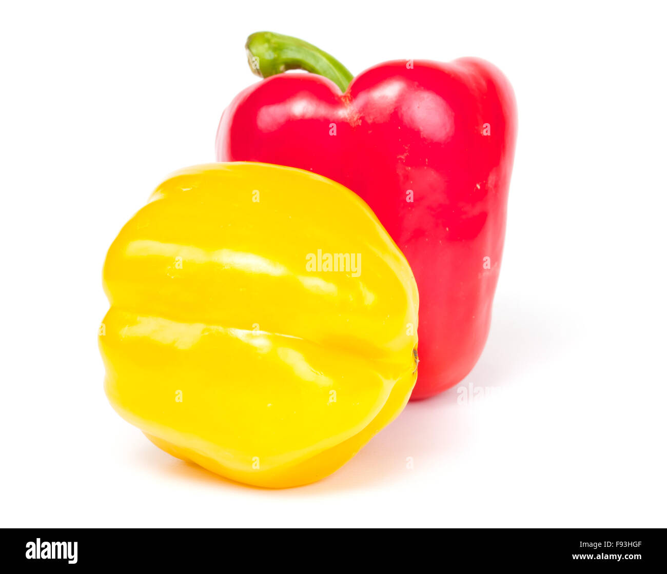 Red and yellow pepper are isolated on a white background Stock Photo ...