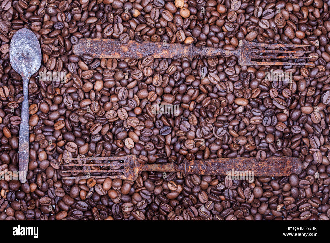 Coffee and fork still life background closeup Stock Photo - Alamy