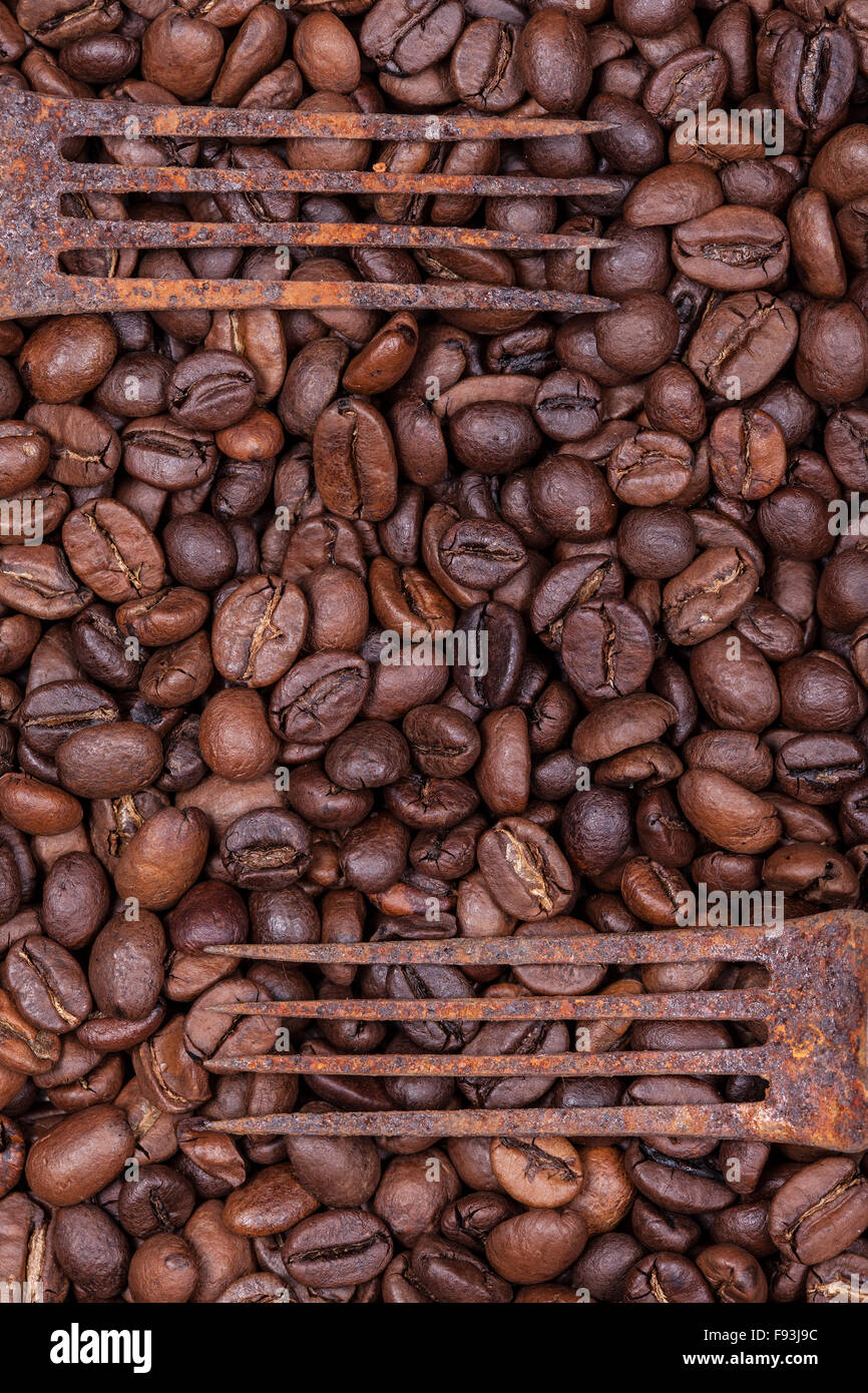 Coffee and fork vertical still life Stock Photo - Alamy