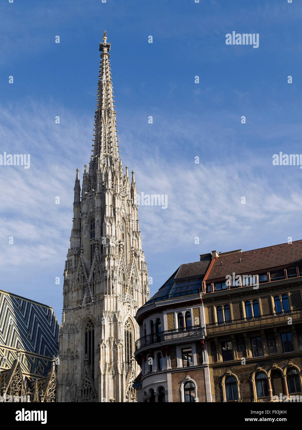 Steeple of Gothic Cathedral St.Stephan, Vienna, Austria, world heritage ...