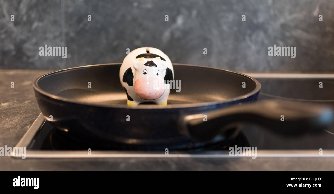 Cow in a pan Stock Photo - Alamy