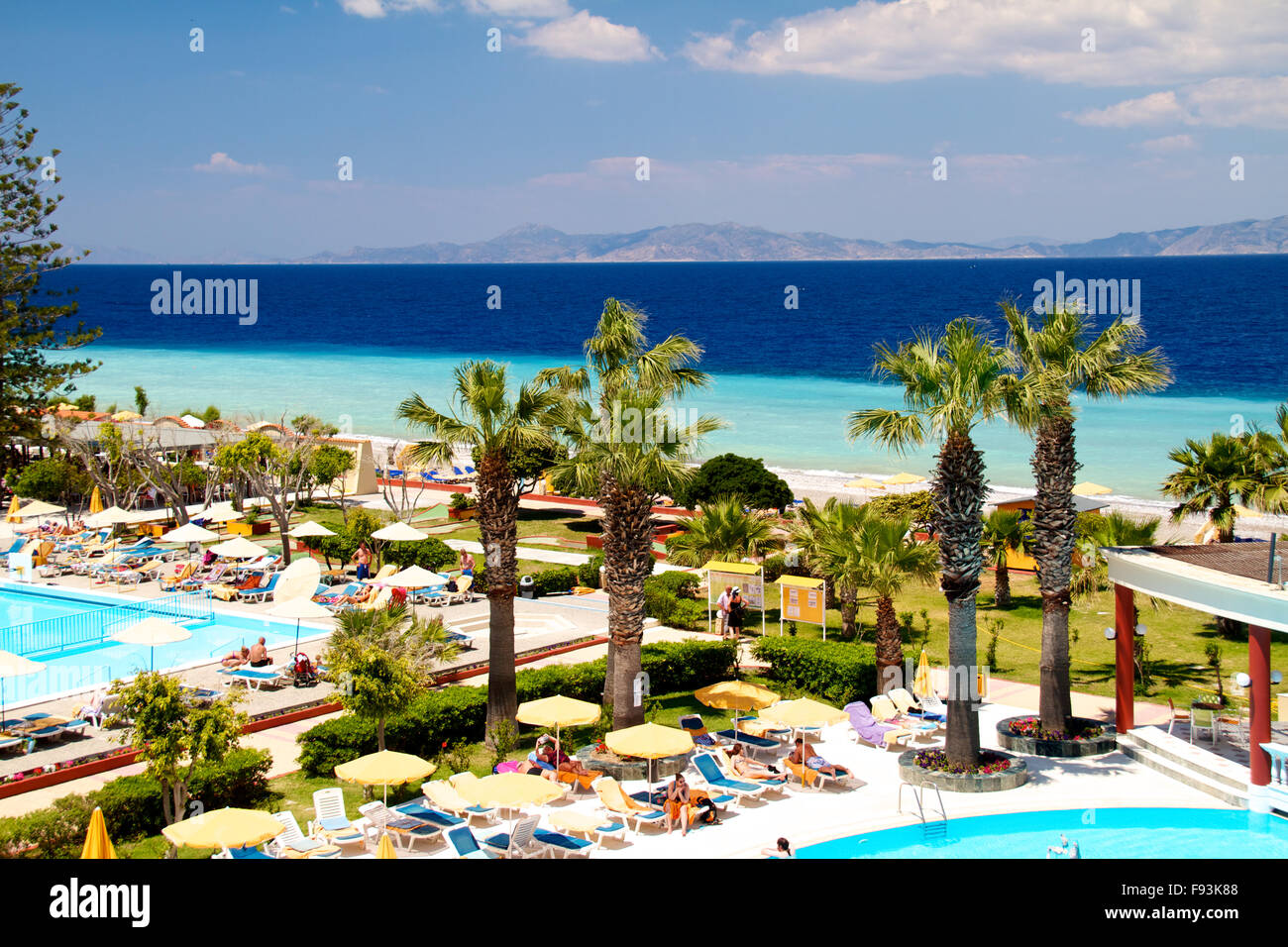 Swimming pool at luxury villa, Rhodes Greece Stock Photo - Alamy