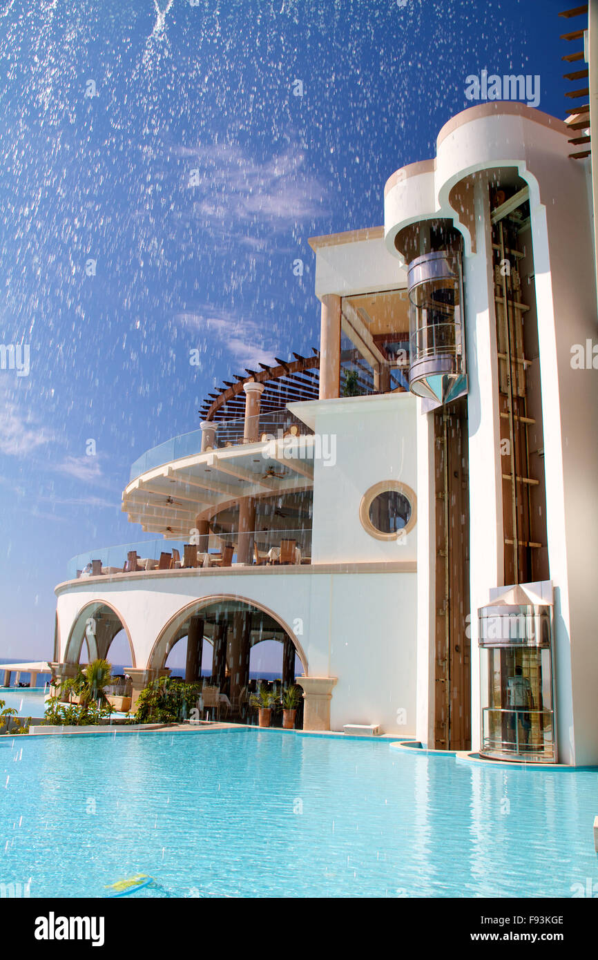 Swimming pool at luxury villa, Rhodes Greece Stock Photo - Alamy