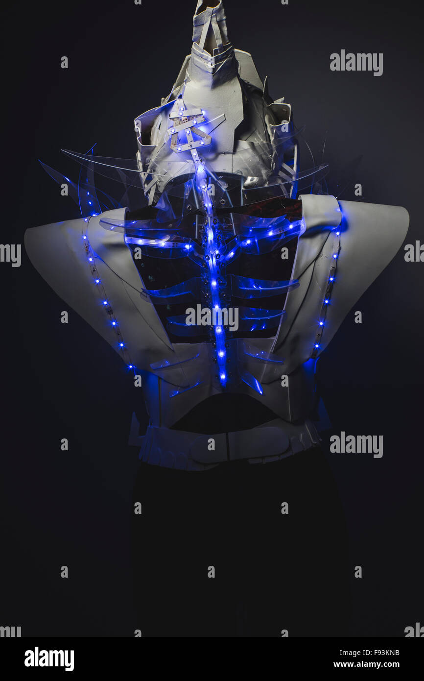 Blue LED lights armor made with plastics and lightweight materials ...