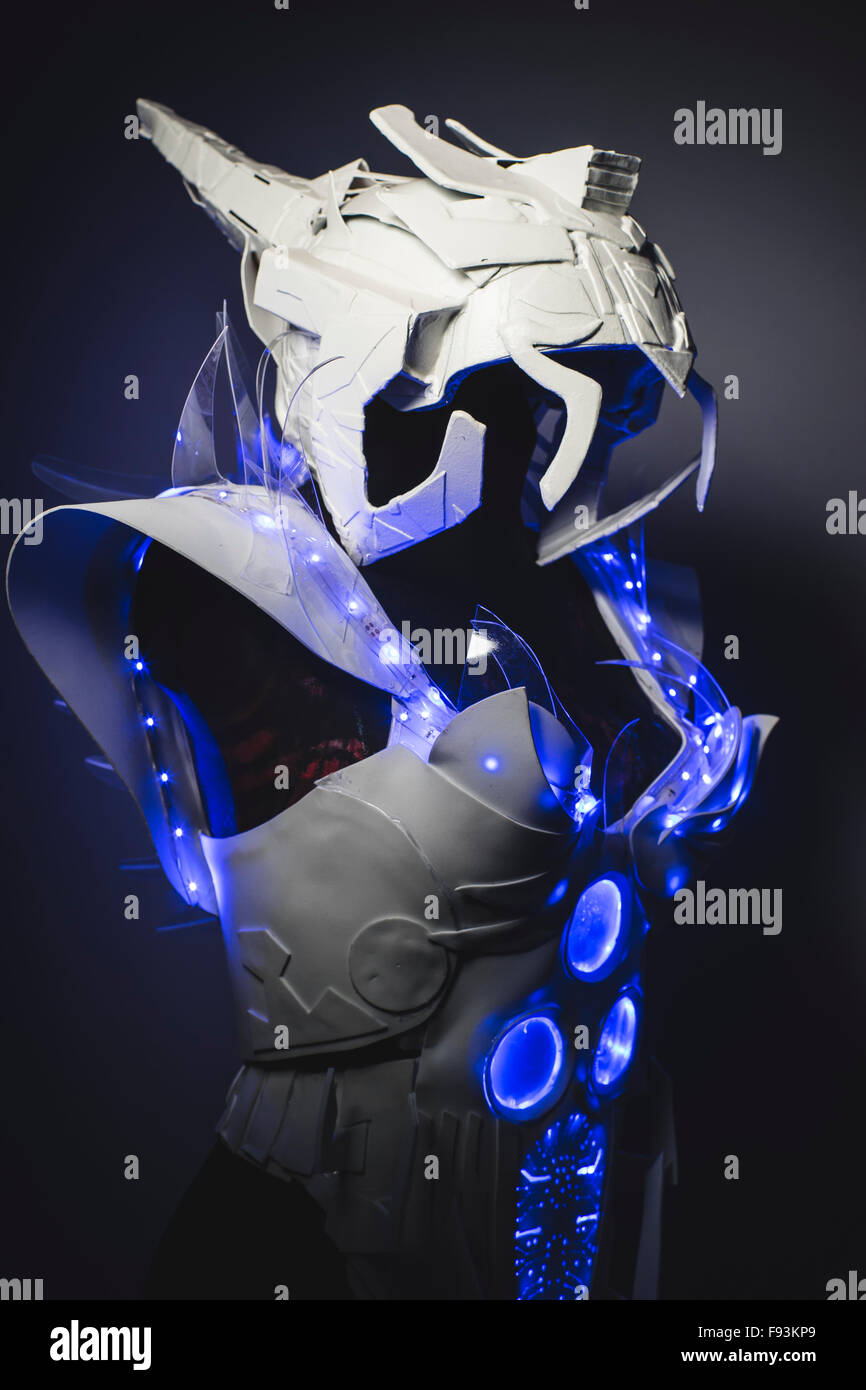 Blue LED lights armor made with plastics and lightweight materials ...