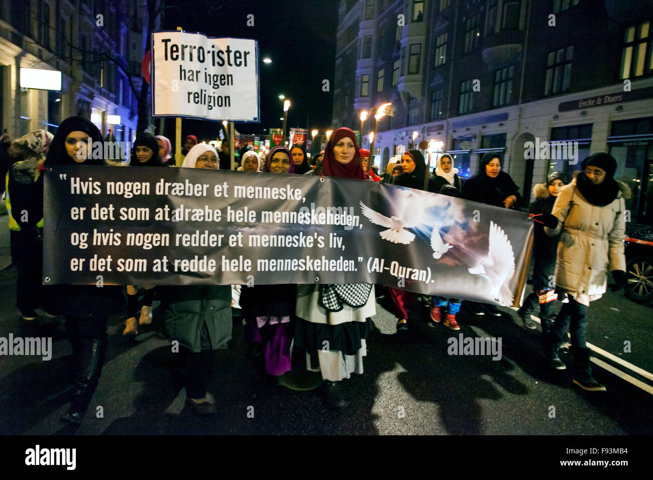 Copenhagen, Denmark. 13th December, 2015. Danish Muslims walks in ...