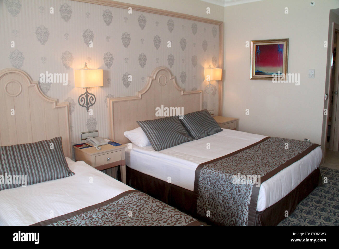 luxury bad with design textile in classic style Stock Photo - Alamy