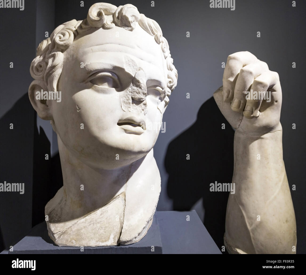 Head and arm of Emperor Domitian in Ephesus Archaeological Museum Stock ...