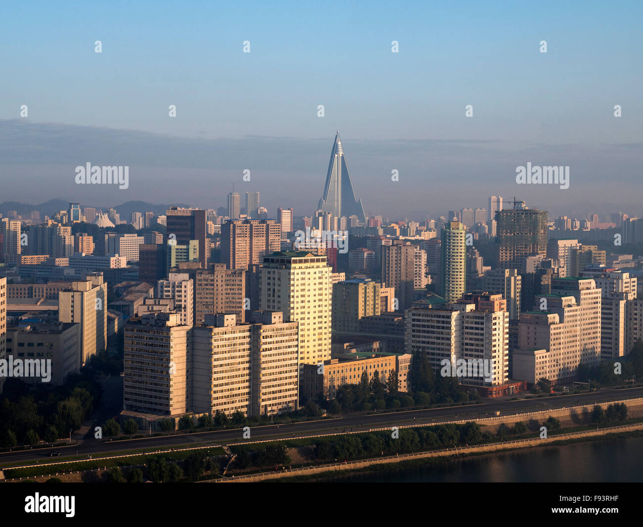 Taedong river and Skyline of Pyongyang, North Korea, Asia Stock Photo ...