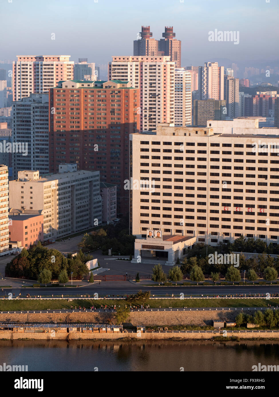 Taedong river and Skyline of Pyongyang, North Korea, Asia Stock Photo ...