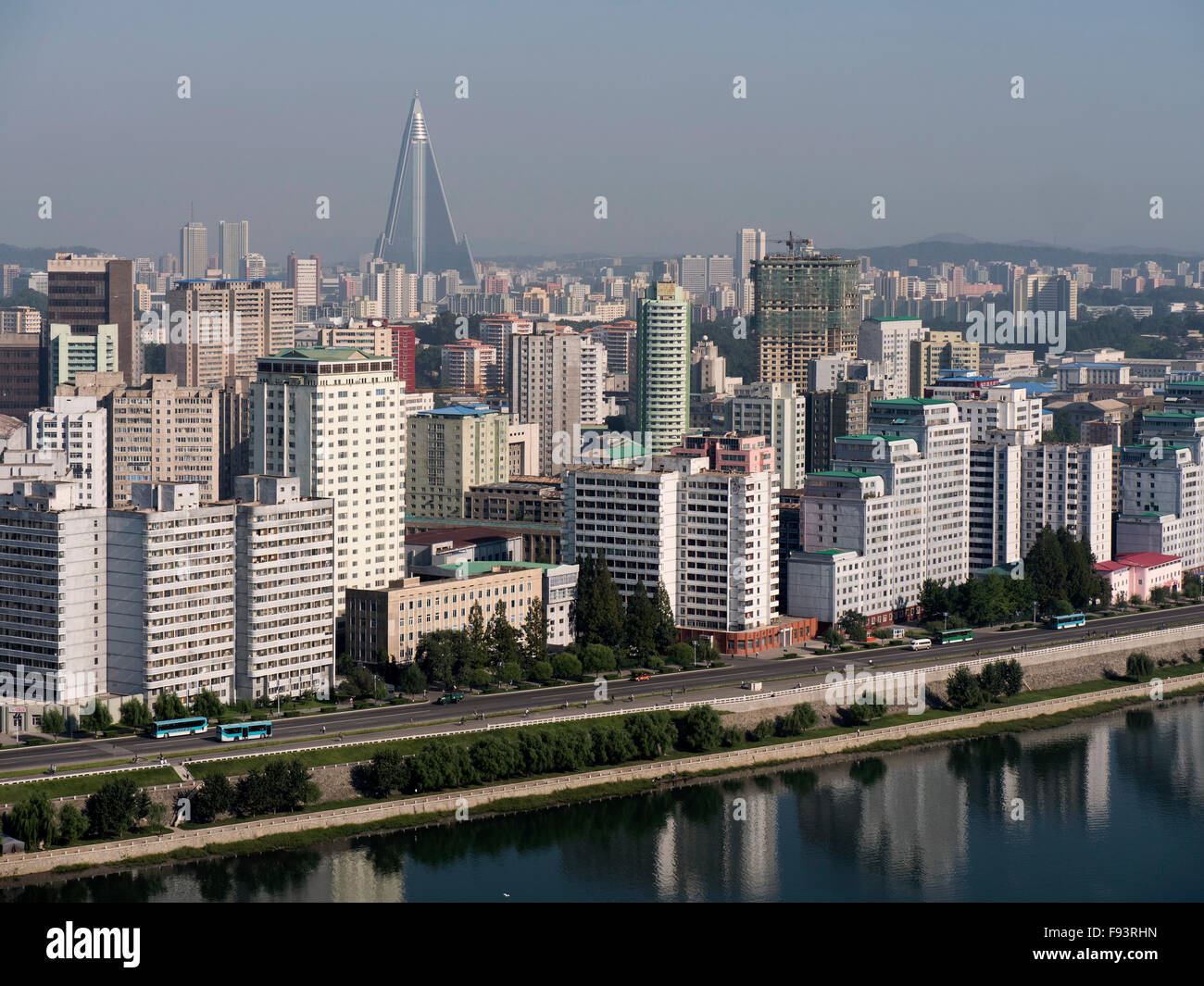 Taedong river and Skyline of Pyongyang, North Korea, Asia Stock Photo ...