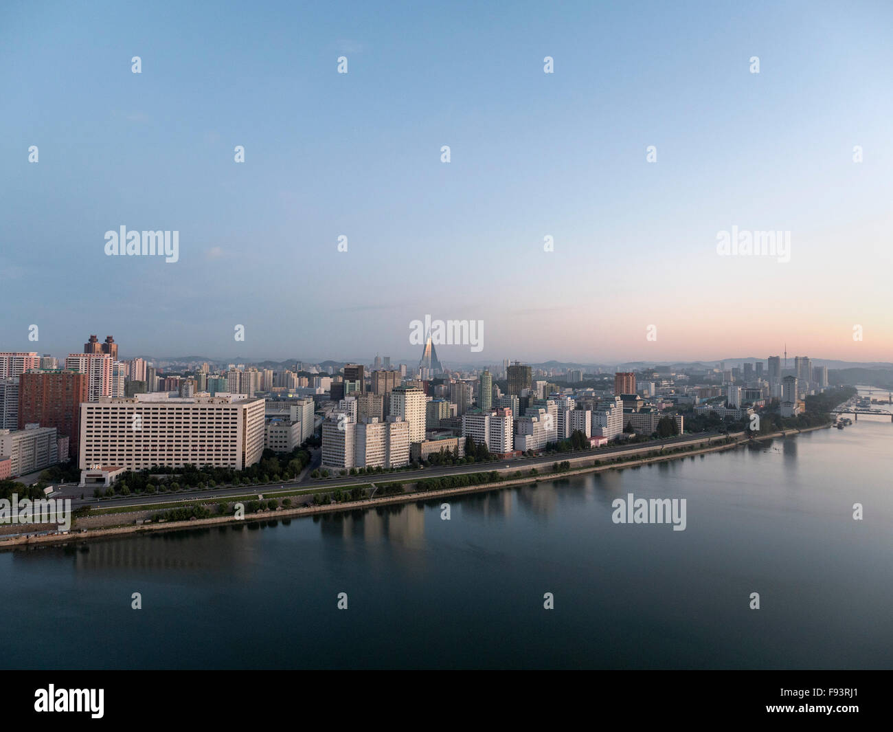 Taedong river and Skyline of Pyongyang, North Korea, Asia Stock Photo ...