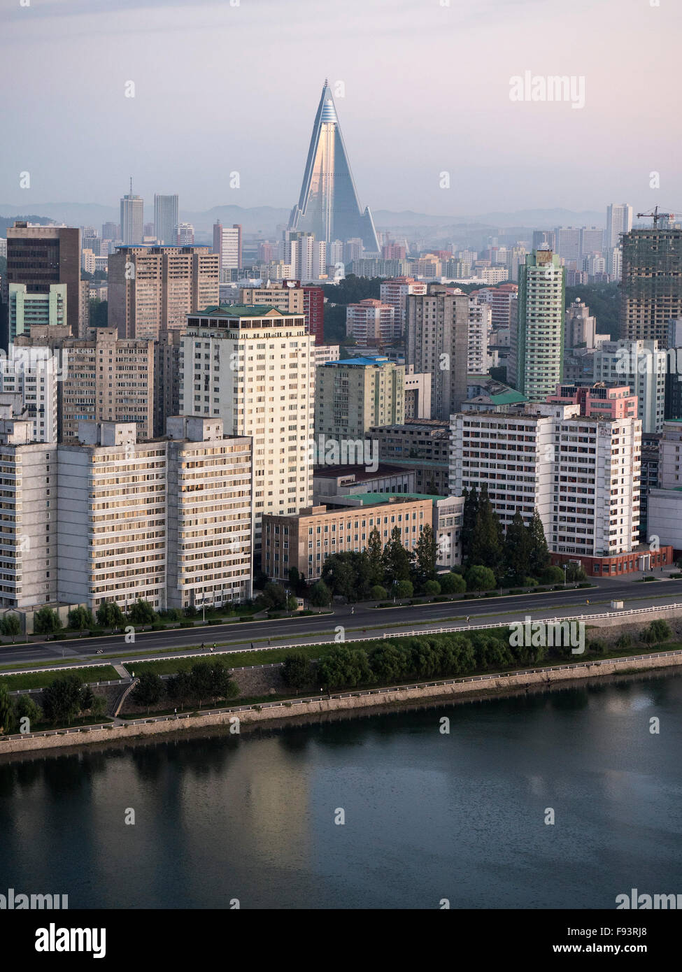 Taedong river and Skyline of Pyongyang, North Korea, Asia Stock Photo ...