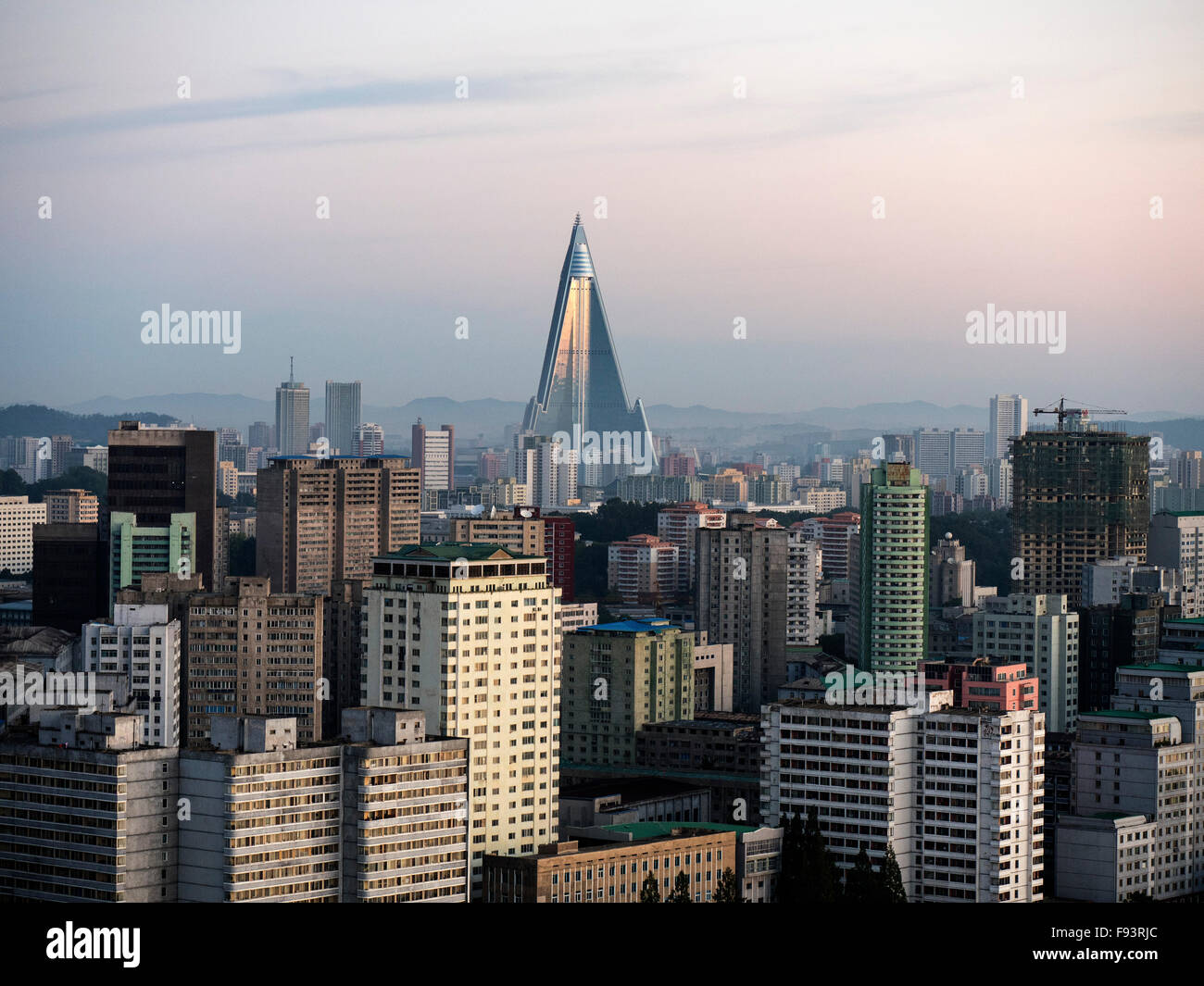 Ryugyong-Hotel and skyline of Pyongyang, North Korea, Asia Stock Photo ...