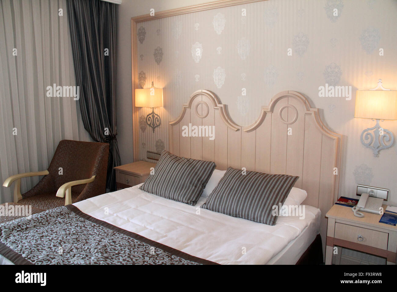 luxury bad with design textile in classic style Stock Photo - Alamy