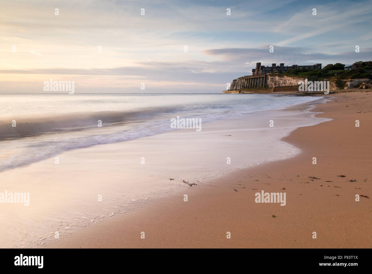 Sunrise view of Kingsgate Castle on the cliffs at Kingsgate Bay ...