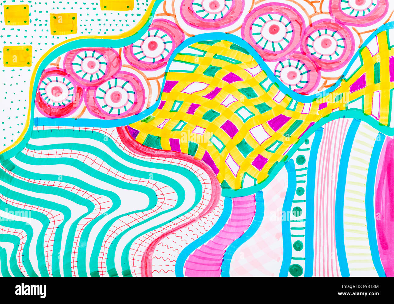 abstract hand-painted felt-tip pen drawing of geometric pattern Stock ...