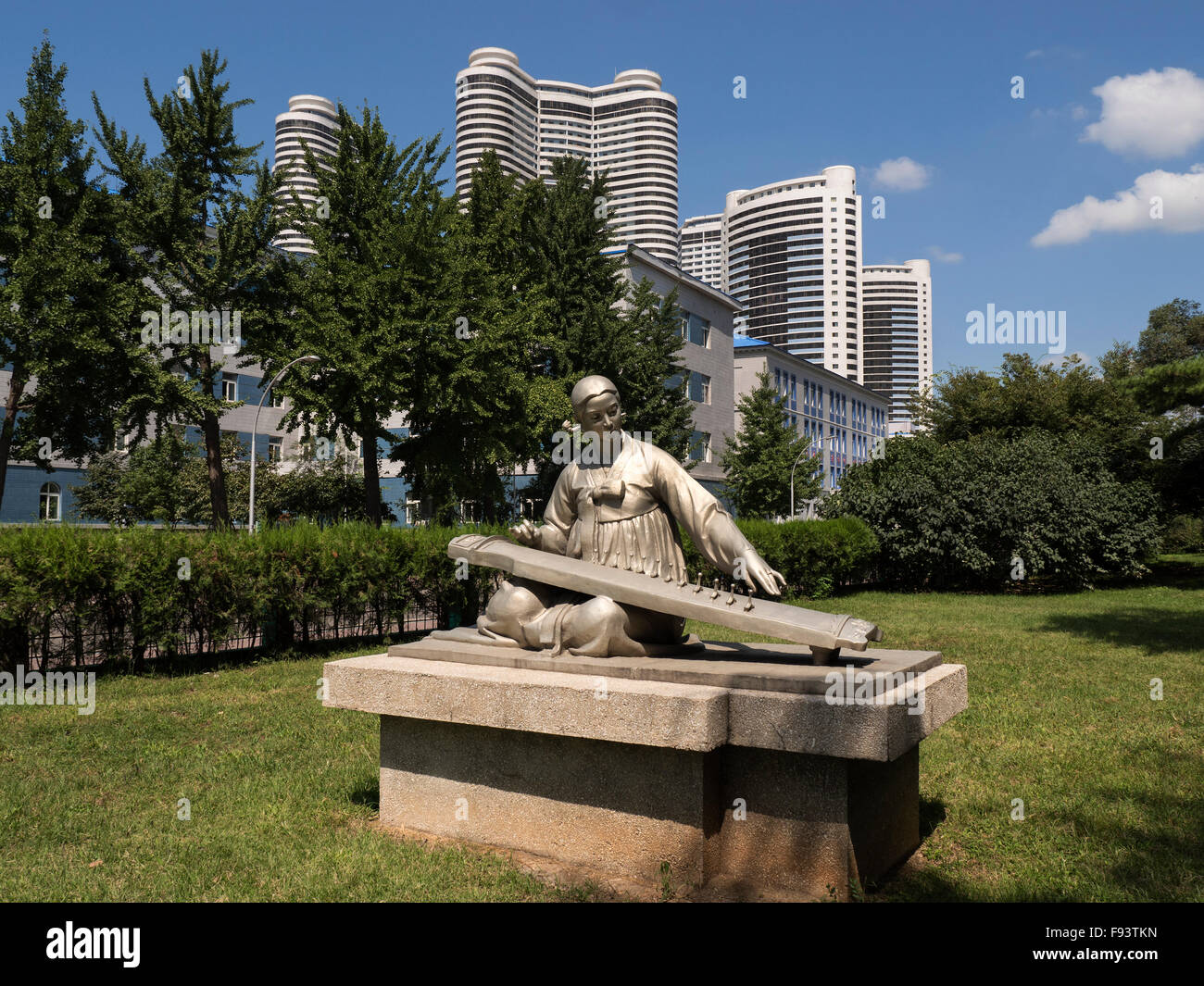 Statue near city gate TaeDongMun, Pyongyang,, North Korea, Asia Stock ...