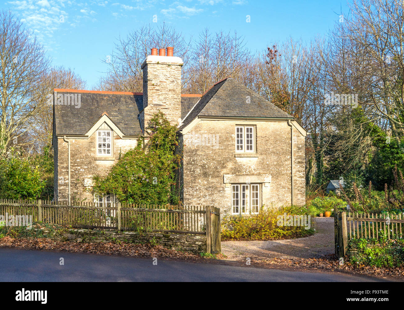 An old granite stone cottage near trelissick in Cornwall, UK Stock ...