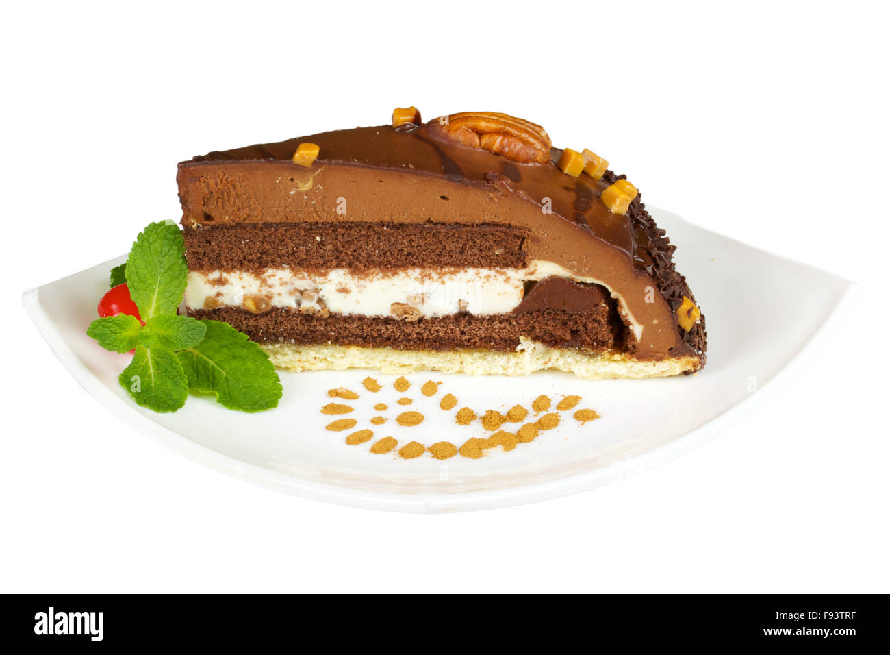 cake truffle with black chocolate and nuts Stock Photo - Alamy