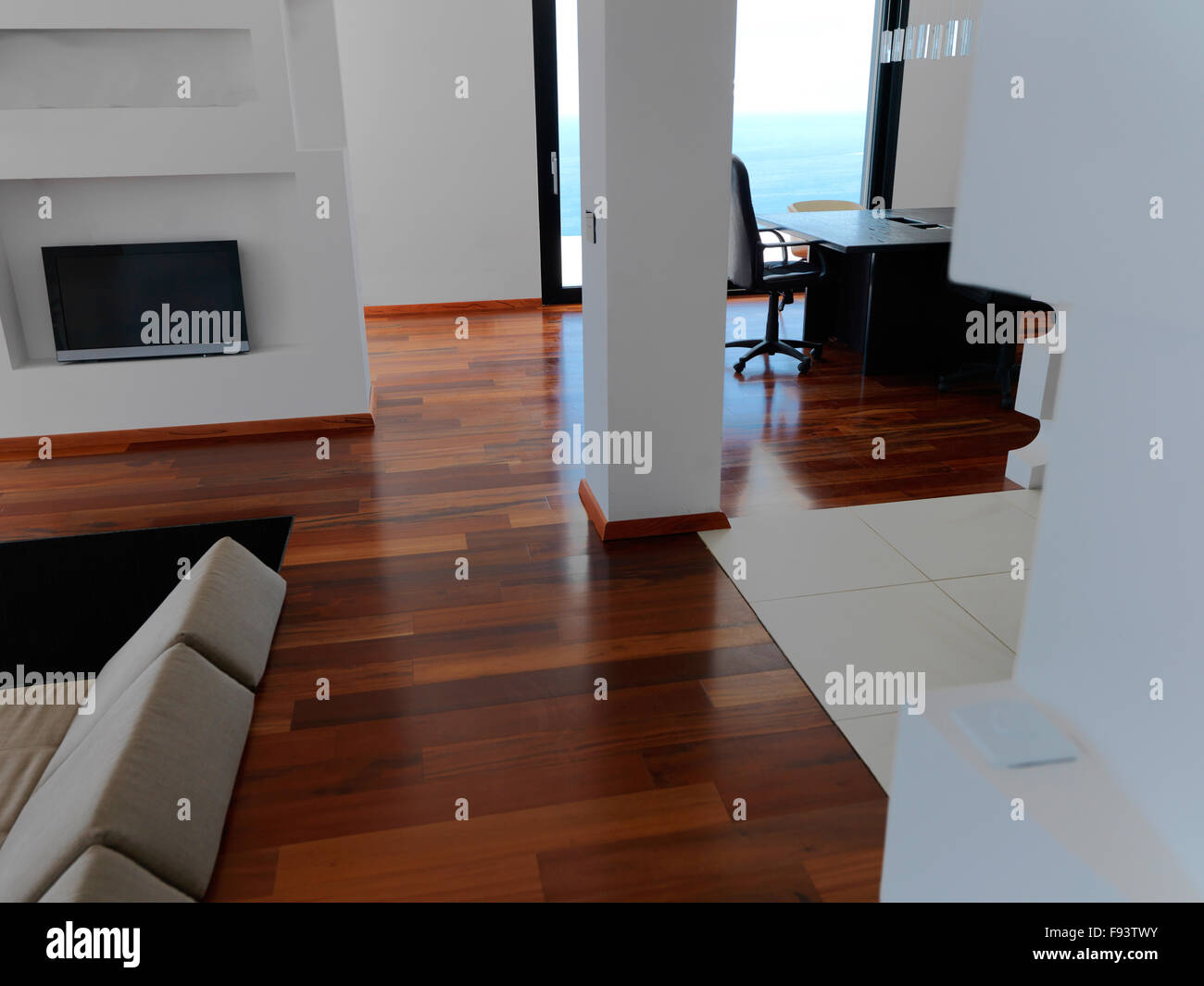 Architecture, Interior, modern apartment, wide living room Stock Photo ...