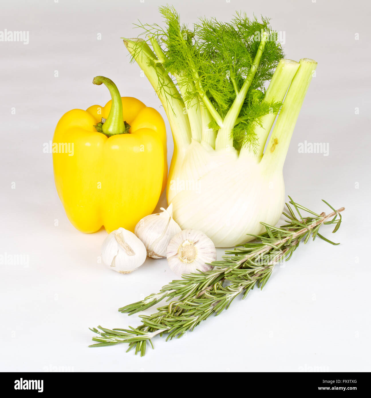 Fennel with garlik, pepper and rosemary Stock Photo - Alamy