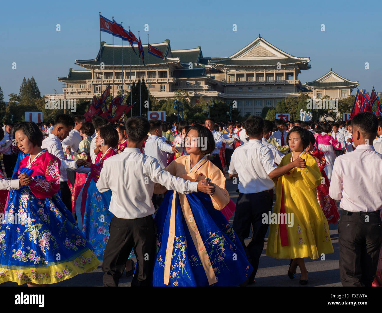 Public dancing in Pyongyang, North Korea, Asia Stock Photo - Alamy