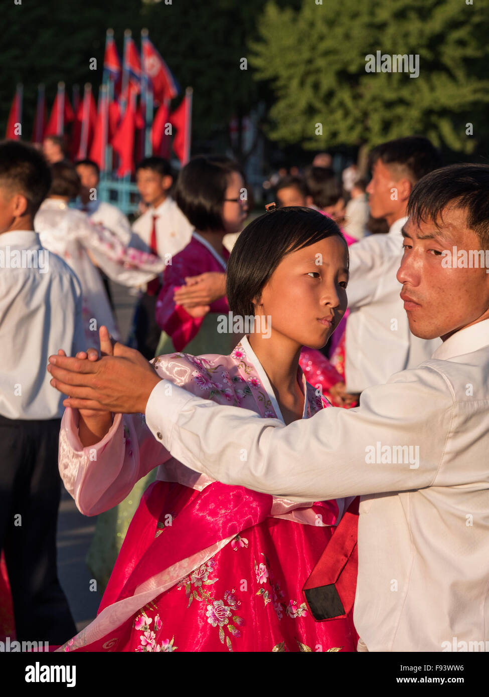 Public dancing in Pyongyang, North Korea, Asia Stock Photo - Alamy