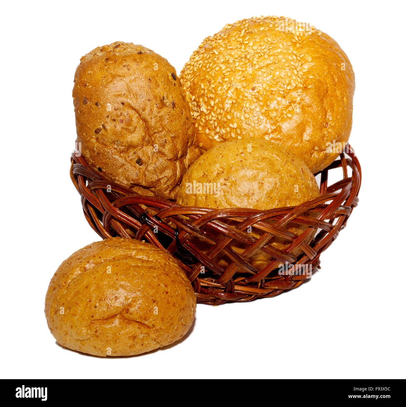 loafs of whole wheat and rye bread and isolated on white background ...